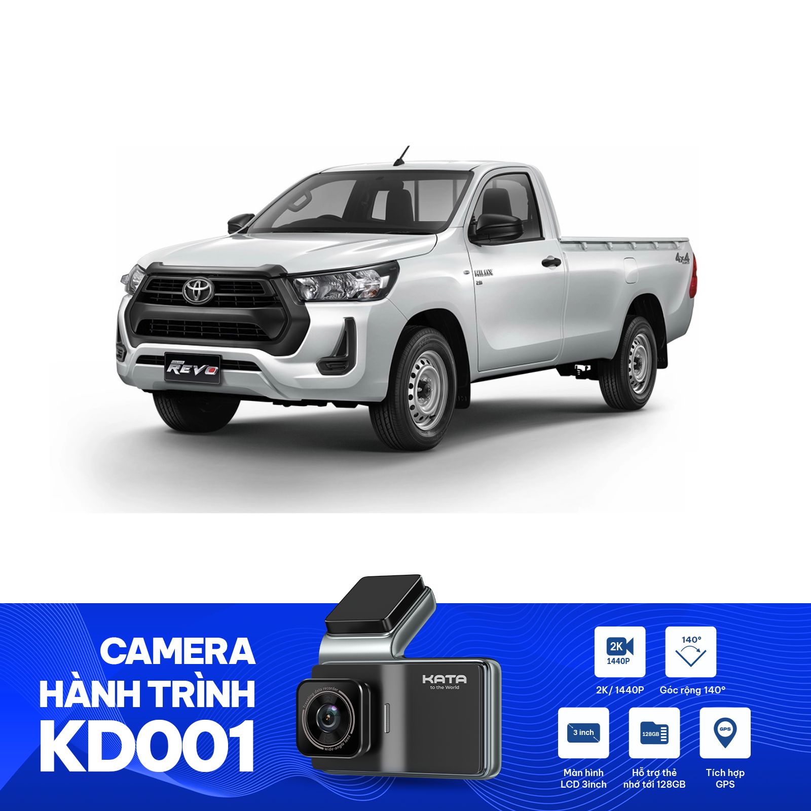 Gắn Camera Hành Trình Xe Toyota Hilux KATA 2K